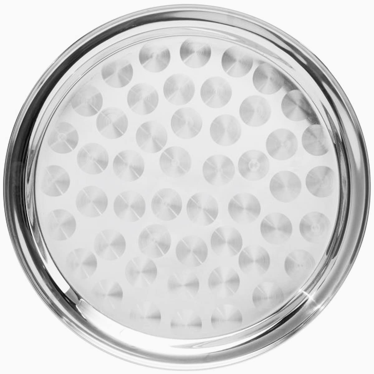 14" Stainless Steel Round Tray with Swirl Pattern, Serving/Display Tray by Tezzorio