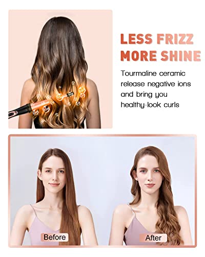 5 in 1 Curling Iron Set - BESTOPE PRO Curling Wand Iron with Interchangeable Barrels, 0.35”-1.25” Hair Curler Wand for Hairstyle, Instant Heat Up for All Hair Types, Heat Protective Glove & 2 Clips