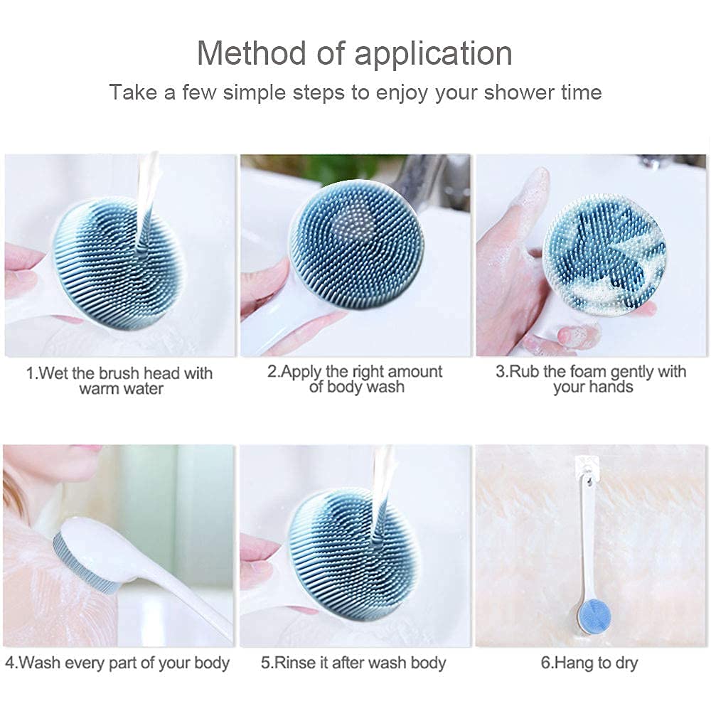 V-TOP 20 Pack Toothbrush Covers + Silcone Back Brush with Long Handle (Blue)