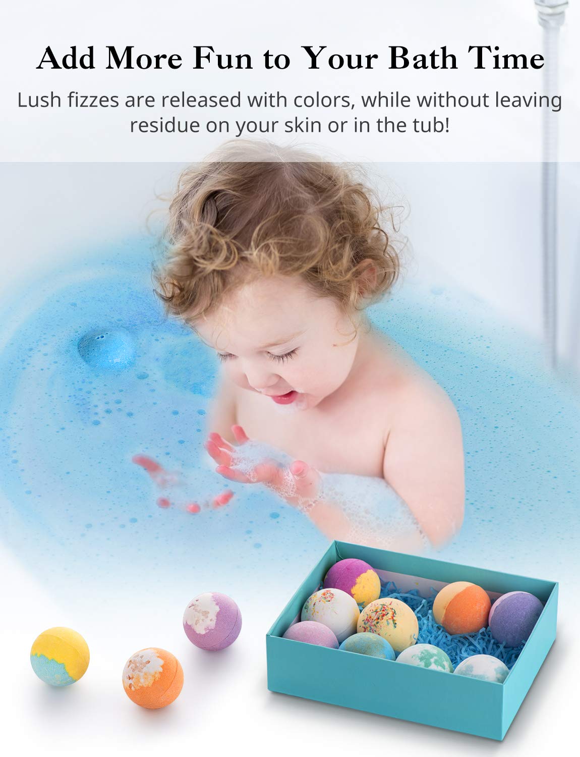 Bath Bombs 12 PCS Gift Set, Ribivaul Handmade Natural & Organic Bath Bomb with Rich Bubbles and Colors, Idea Mother's Day Gift for Men/Women/Kids/Friends