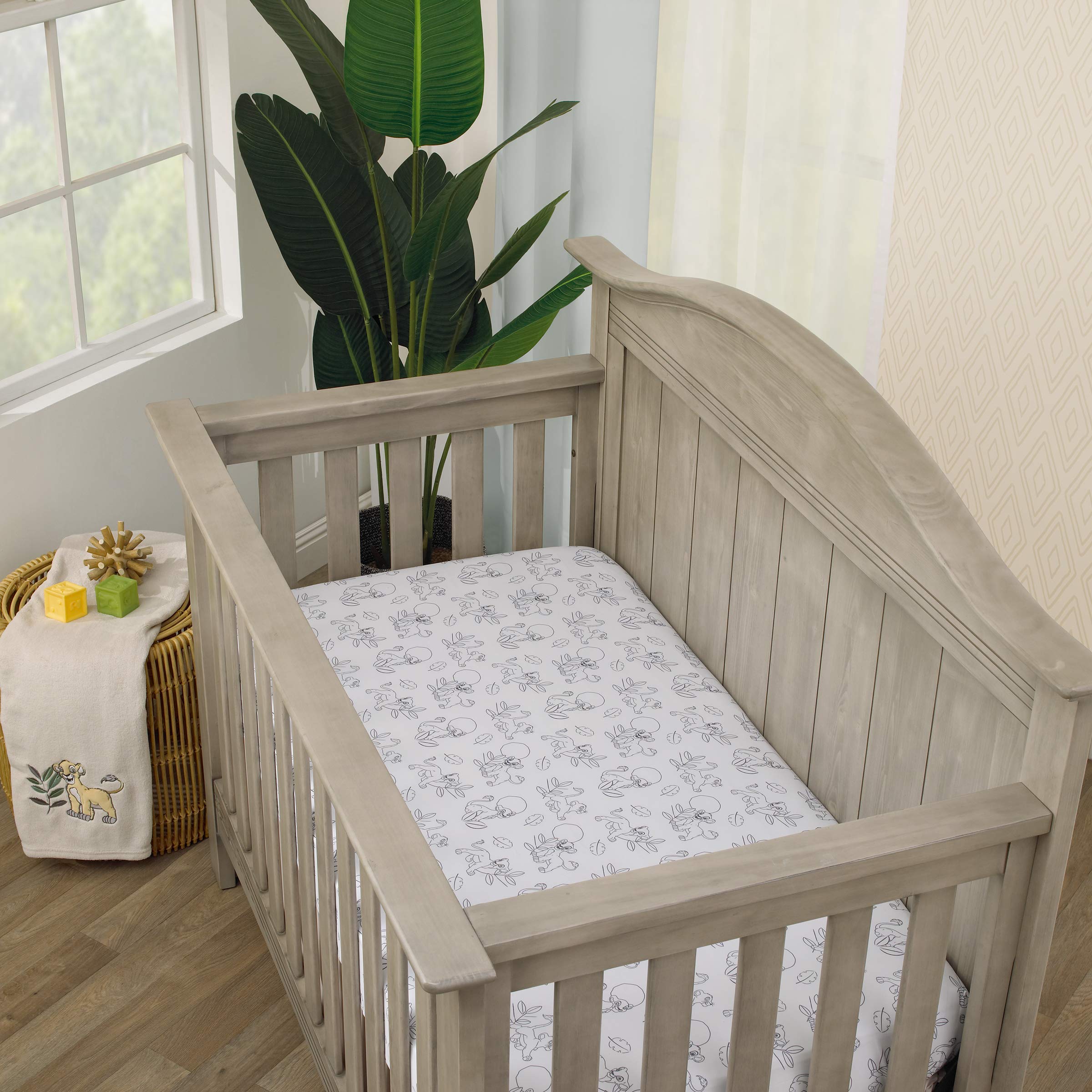 Disney Lion King Leader of The Pack Grey, Sage, Ivory and Yellow 3 Piece Nursery Crib Bedding Set - Comforter, Fitted Crib Sheet, and Crib Skirt