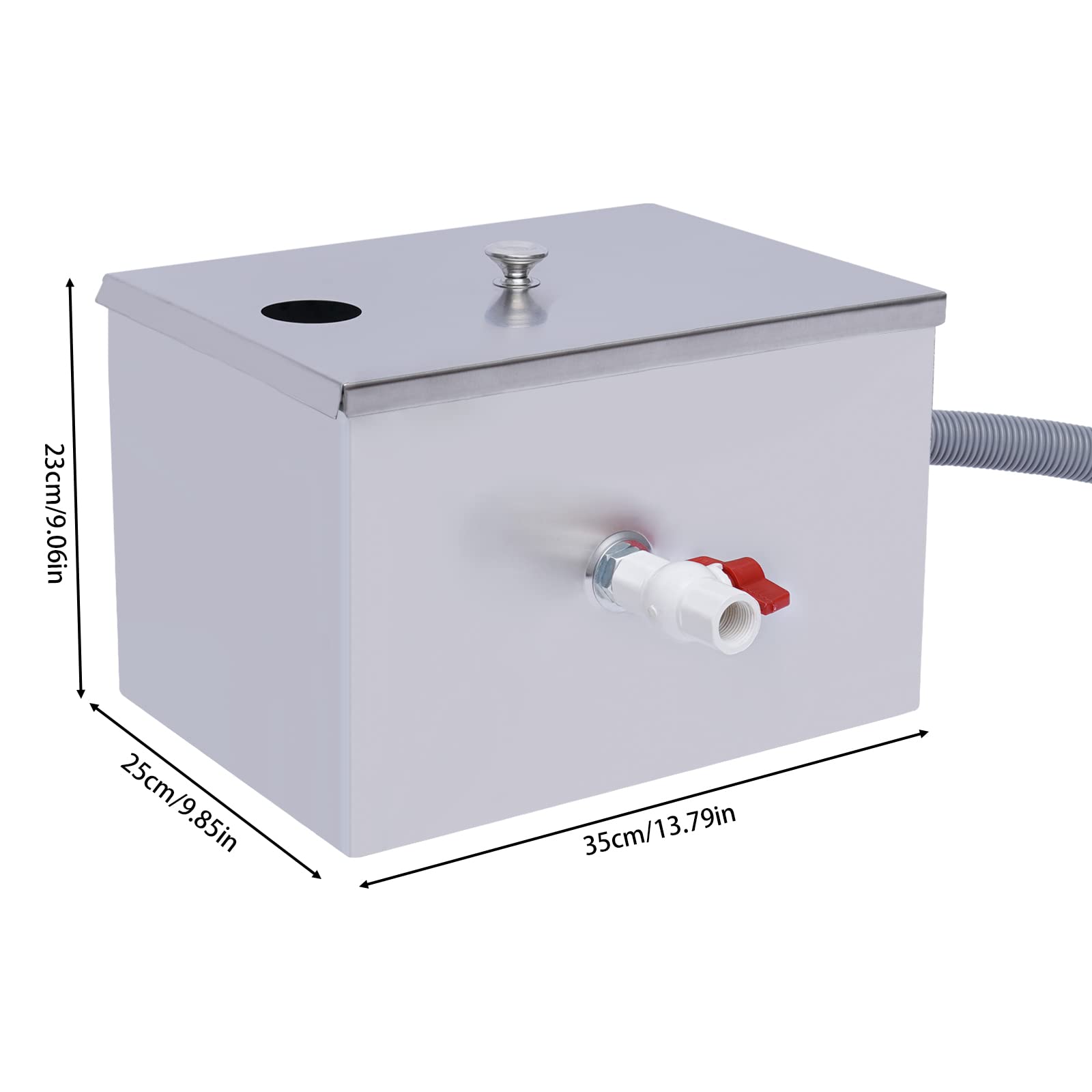 Leblett 20L Commercial Grease Trap,Stainless Steel Grease Interceptor with Automatic Shut-off Device,Under Sink Grease Trap Waste Water Oil-water Separator,for Restaurant Factory Home Kitchen