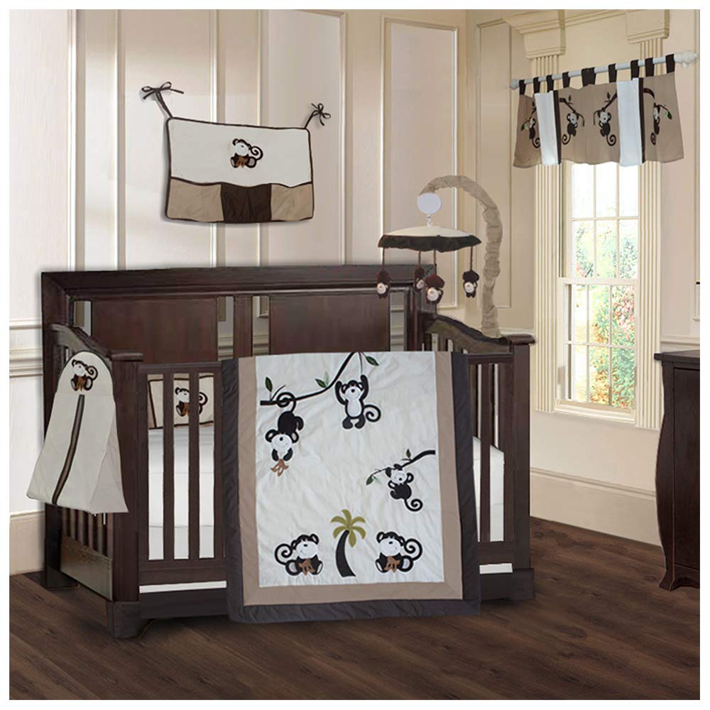 BabyFad Monkey 9 Piece Baby Crib Bedding Set
