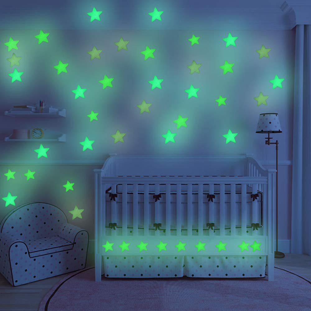 500Pcs 3CM Glow in The Dark Wall Decals Stars Stickers for Home Ceiling Wall Baby Kids Bedroom (Multicolor)