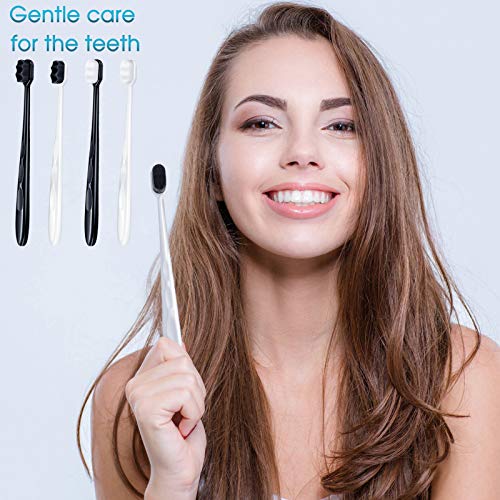 Patelai 20 Pieces Extra Soft Toothbrush Micro Nano Toothbrushes 20,000 Soft Bamboo Charcoal Bristles Toothbrush Soft Bristle for Fragile Teeth Oral Gum Recession, Black and White