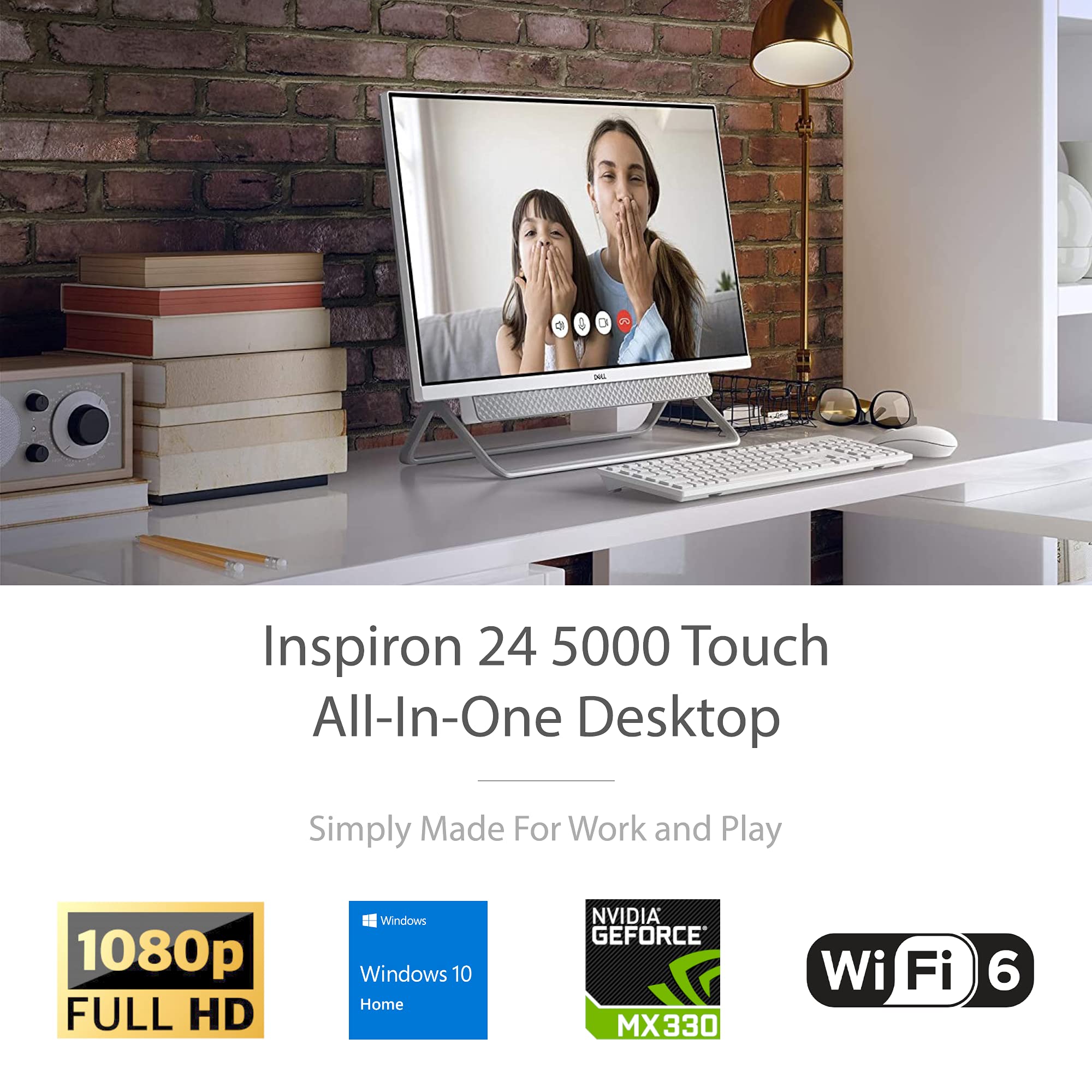 DELL 2021 Inspiron 24 5000 All-in-One Desktop, 24" FHD Touchscreen, i7-1165G7, GeForce MX330, 32GB RAM, 1TB SSD, Webcam, WiFi 6, Bluetooth 5.1, Wireless Keyboard and Mouse, Win 10 Home