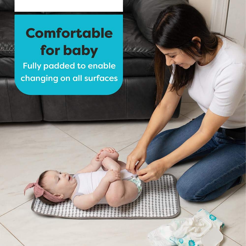 Baby Portable Diaper Changing Pad, Travel Mat Station for Infants and Newborns - (Chevron) Small and Compact Design