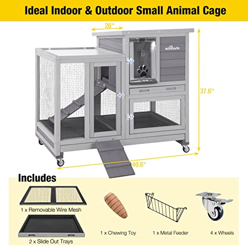 Aivituvin Rabbit Hutch Bunny Hutch Large Rabbit Cage, Indoor Bunny Cage Outdoor Rabbit House (Style1)