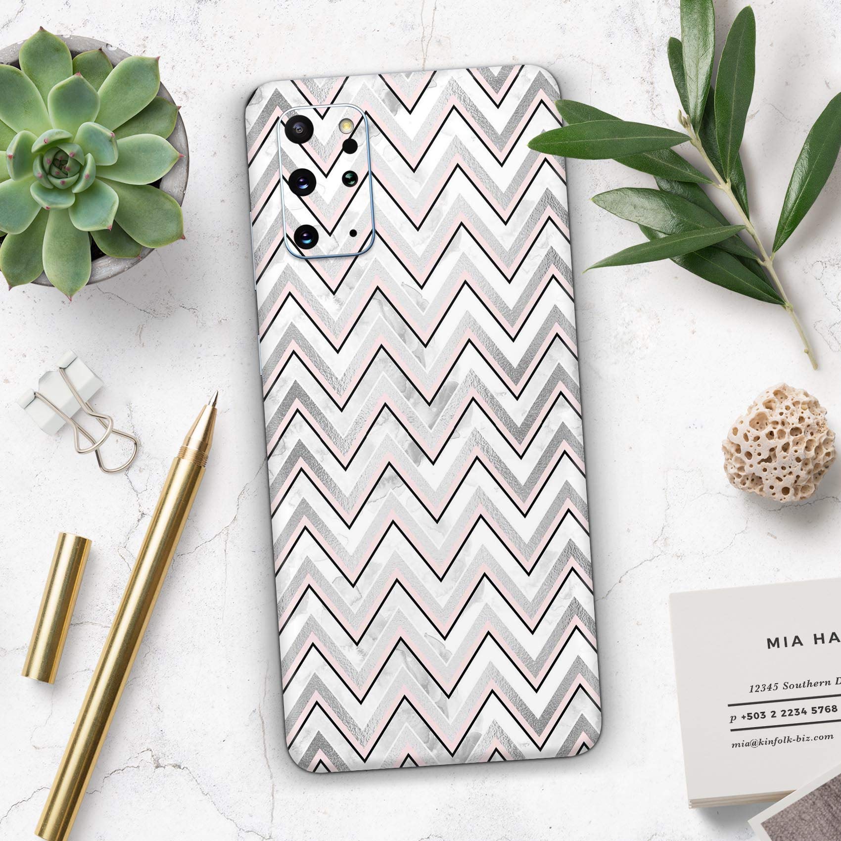 DesignSkinz Karamfila Silver & Pink Marble V2 Protective Vinyl Decal Wrap Skin Cover Compatible with The Samsung Galaxy S20 (Screen Trim & Back Glass Skin)