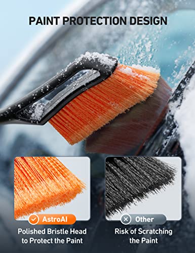 AstroAI 2 Pack 27" Snow Brush and Detachable Deluxe Ice Scraper with Ergonomic Foam Grip for Cars (Heavy Duty ABS, PVC Brush)
