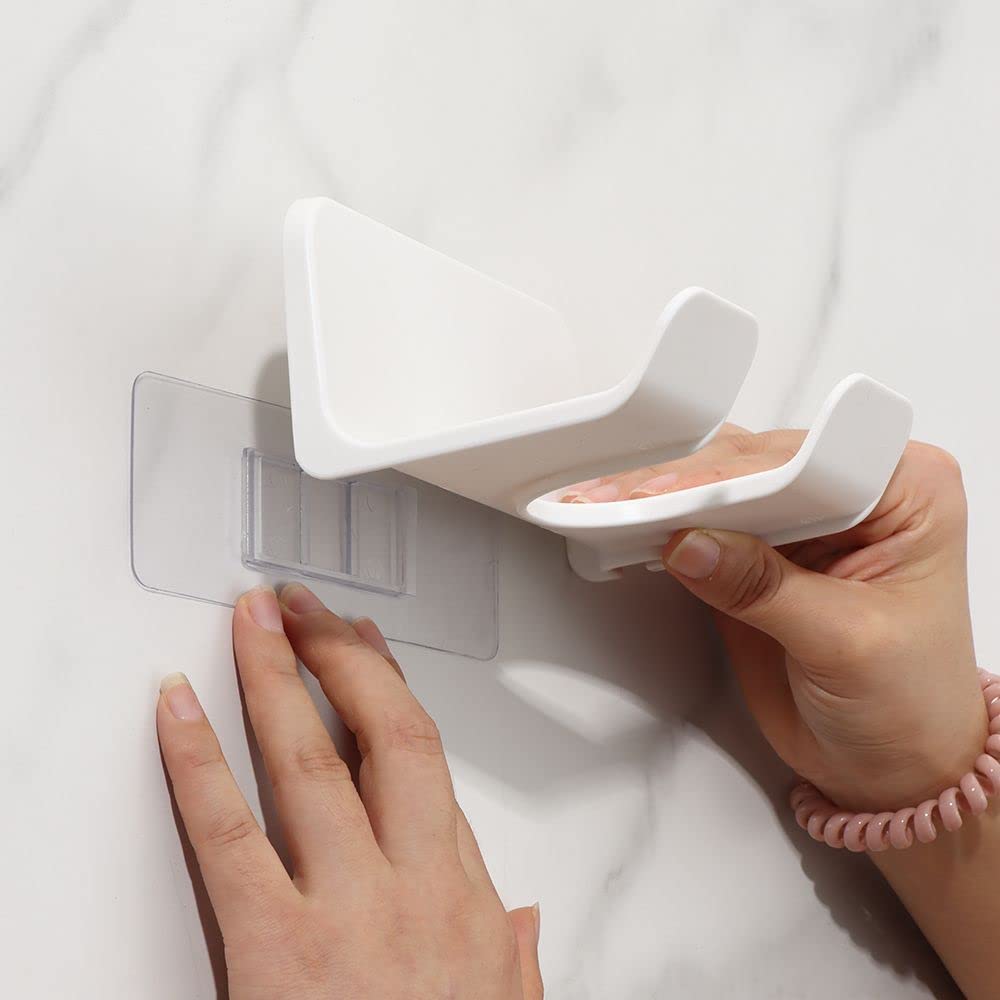 2Pcs Hair Dryer Holder Storage Rack Bathroom Wall Mounted Storage Accessories Hairdryer Hook Home Storage Shelfs(6.31inch,White)