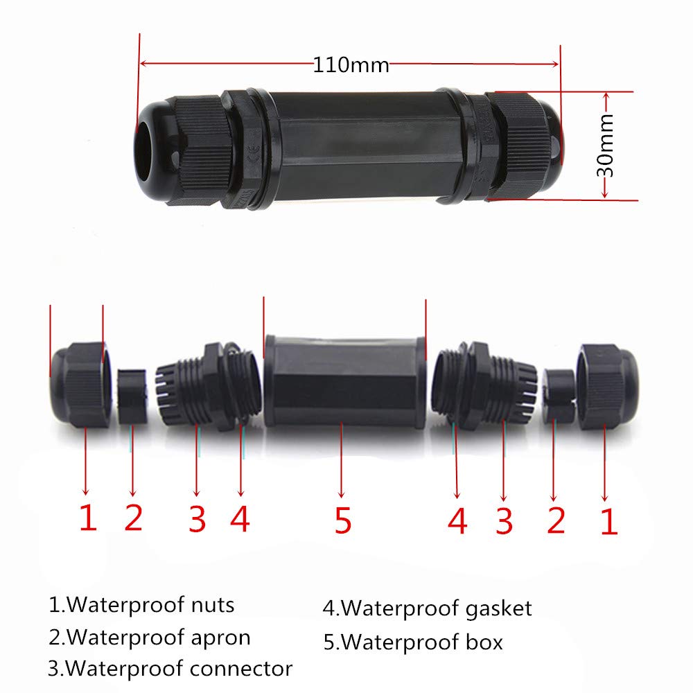 Anmbest 5PCS M22Z Shielded RJ45 Waterproof Cat5/5e/6 8P8C Connector IP67 Ethernet LAN Cable Connector Double Head Outdoor LAN Coupler Adapter Female to Female