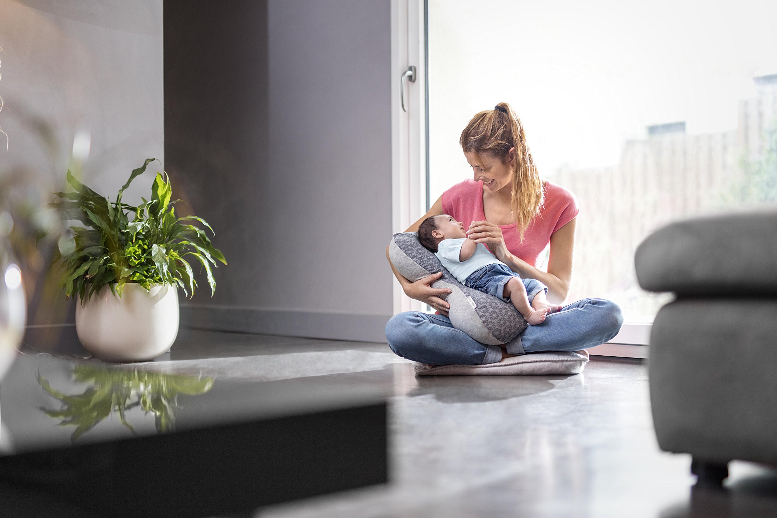Babymoov Mom & Baby Pillow | Ultra Soft Cushion for Sleeping, Reading, Leg Support, Pregnancy, Nursing & Breastfeeding Gray 22x12x6.5 Inch (Pack of 1)