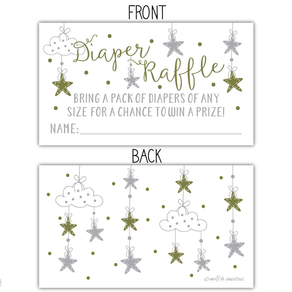 50 Twinkle Twinkle Little Star Diaper Raffle Tickets | Gender Neutral Baby Shower Game