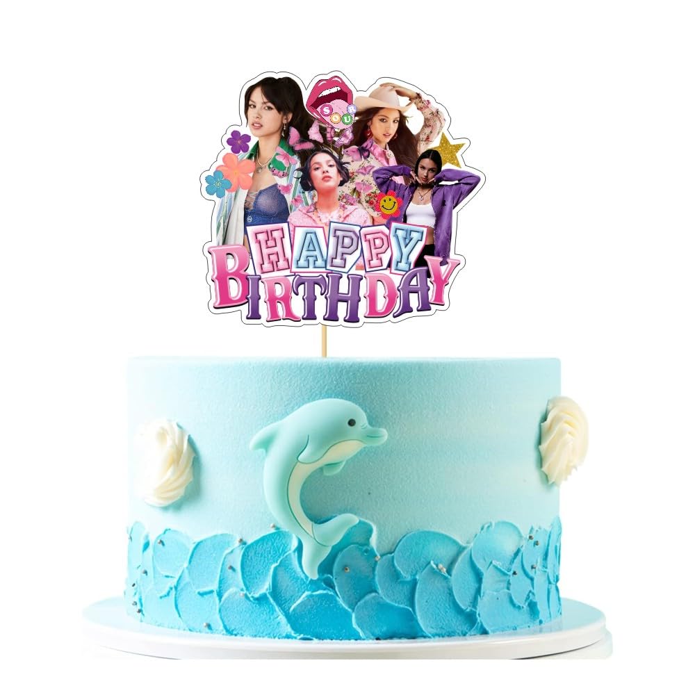 25pcs Olivia Cake Decorations with 24pcs Cupcake Toppers, 1pcs Cake Topper for Rodrigo Birthday Party Supplies