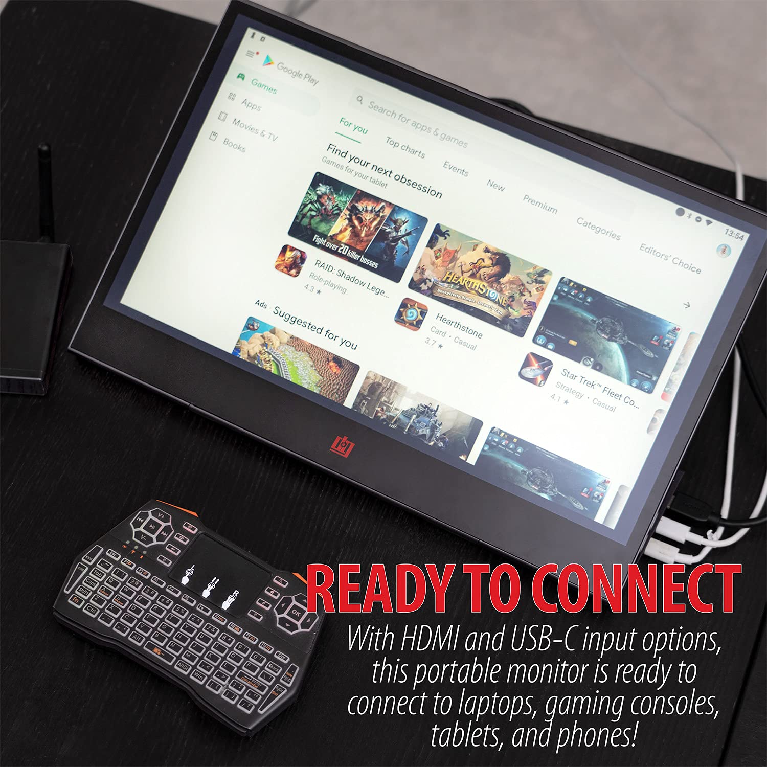 Deco Gear 15.6" 1920x1080 Portable Monitor, 60Hz, Touchscreen with 1-YR CPS Enhanced Protection Pack Bundle