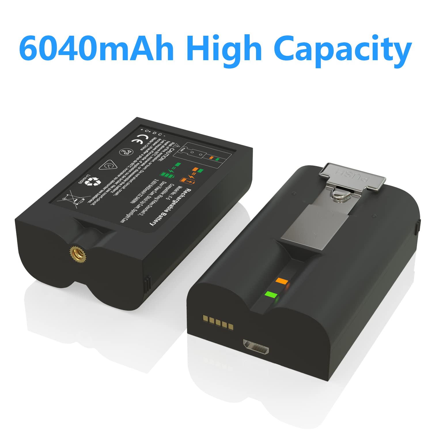 2 Pack Battery with Charger Station Compatible with Ring-Doorbell Camera 2/3/3+/4, Peephole Cam, Spotlight Camera, 6040mAh Rechargeable Li-ion Batteries (NOT for Stick Up Cam)