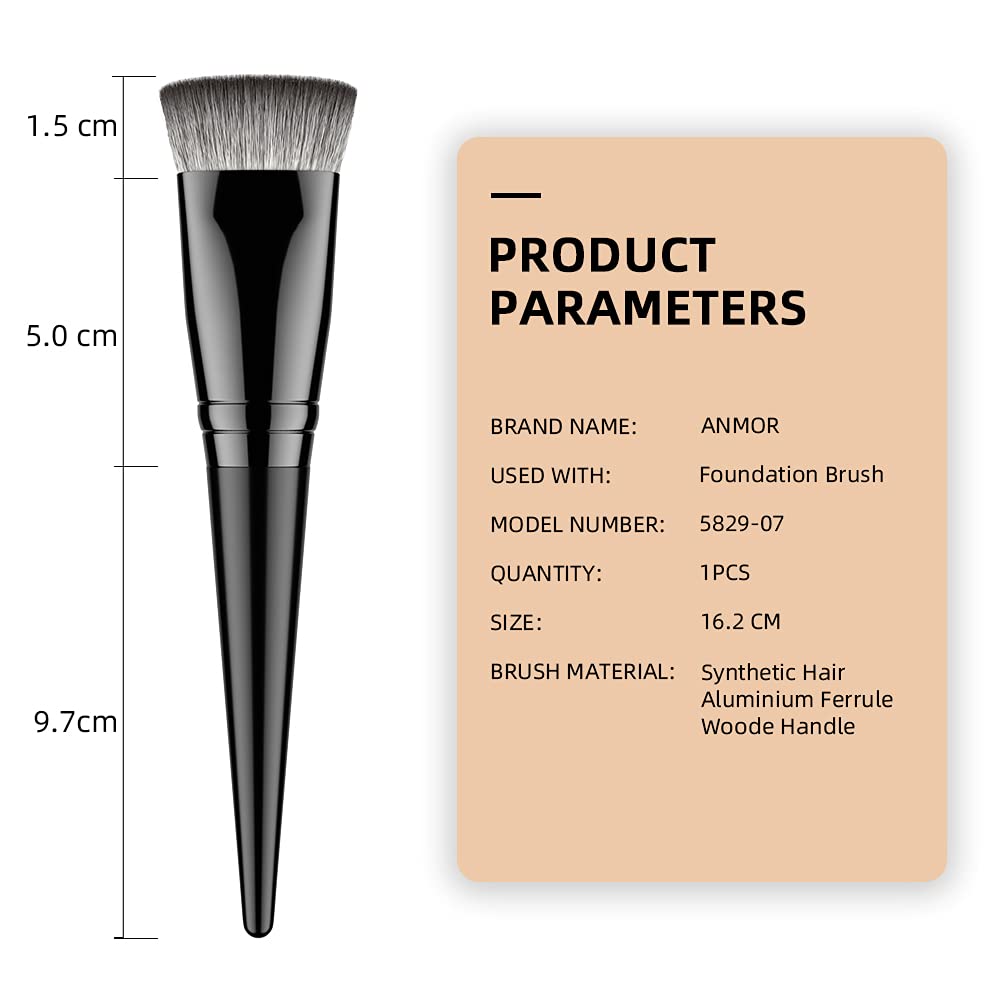 Anmor Flat Contour Brush, Professional Flat Top Detailed Contour Nose Contour Makeup Brush, Perfect for Sharp Lines Contouring Liquid Cream Blender Even Application, Luxurious Cruelty Free Nano-fiber