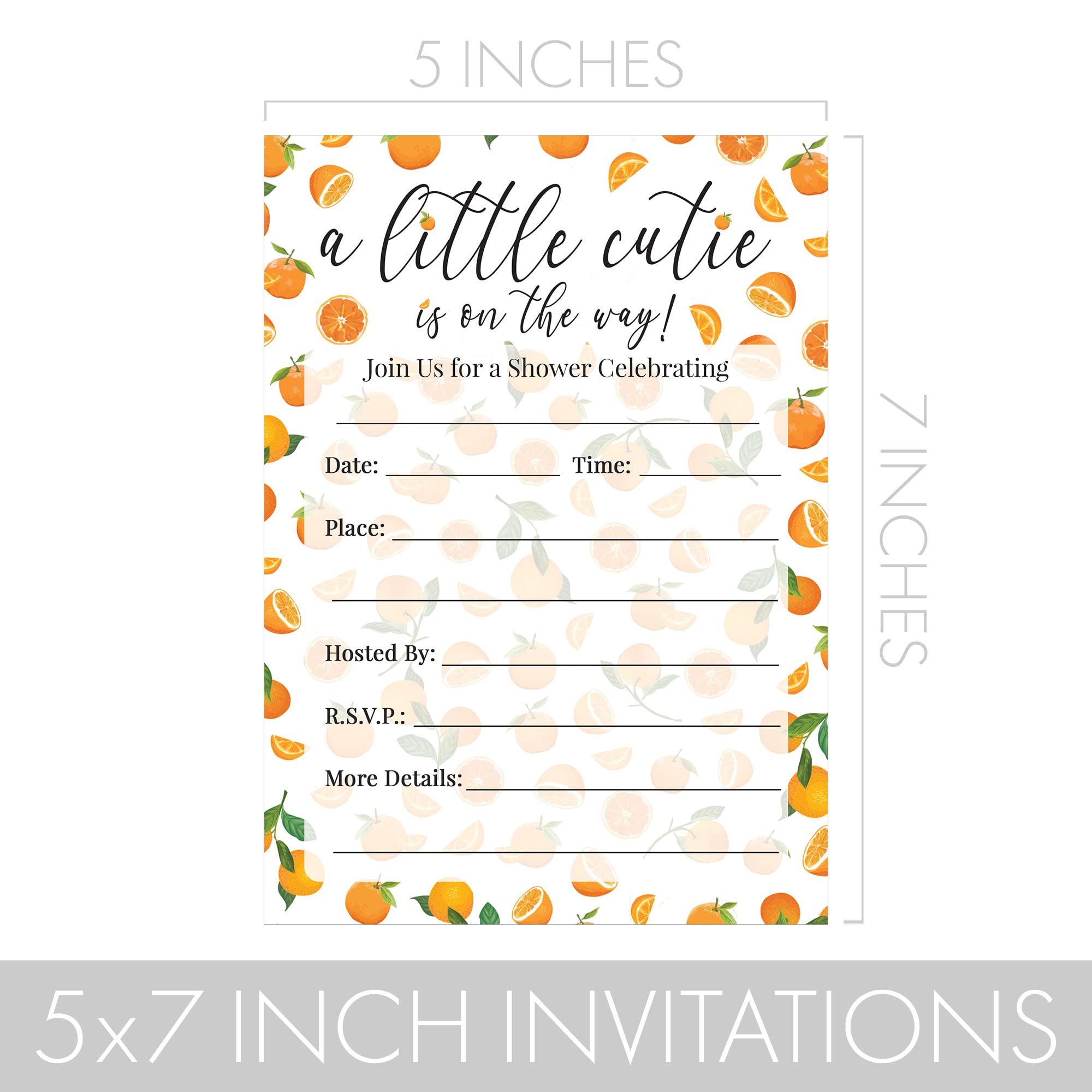 DISTINCTIVS Little Cutie Baby Shower Party Invitations - 10 Cards with Envelopes