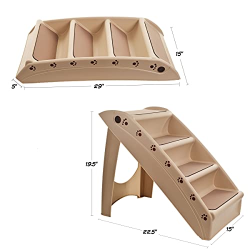 Pet Stairs β Safe and Durable Indoor or Outdoor Ramp with 4 Step Design β Cat or Dog Steps for Home and Vehicle by PETMAKER (Tan)