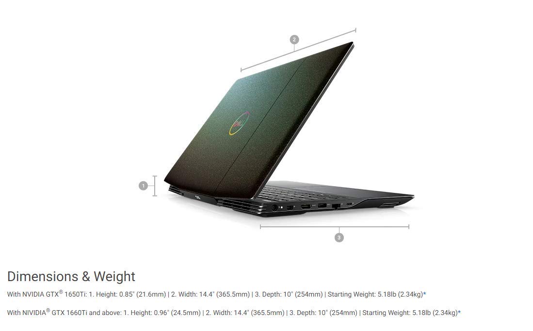 Dell Inspiron G5 15 5500 (Latest Model) Gaming 15.6" Core I7-10750H(6-Core) 512GB SSD 16GB RAM FHD 144HZ RTX 2060 6GB Win 10 Home (Renewed)