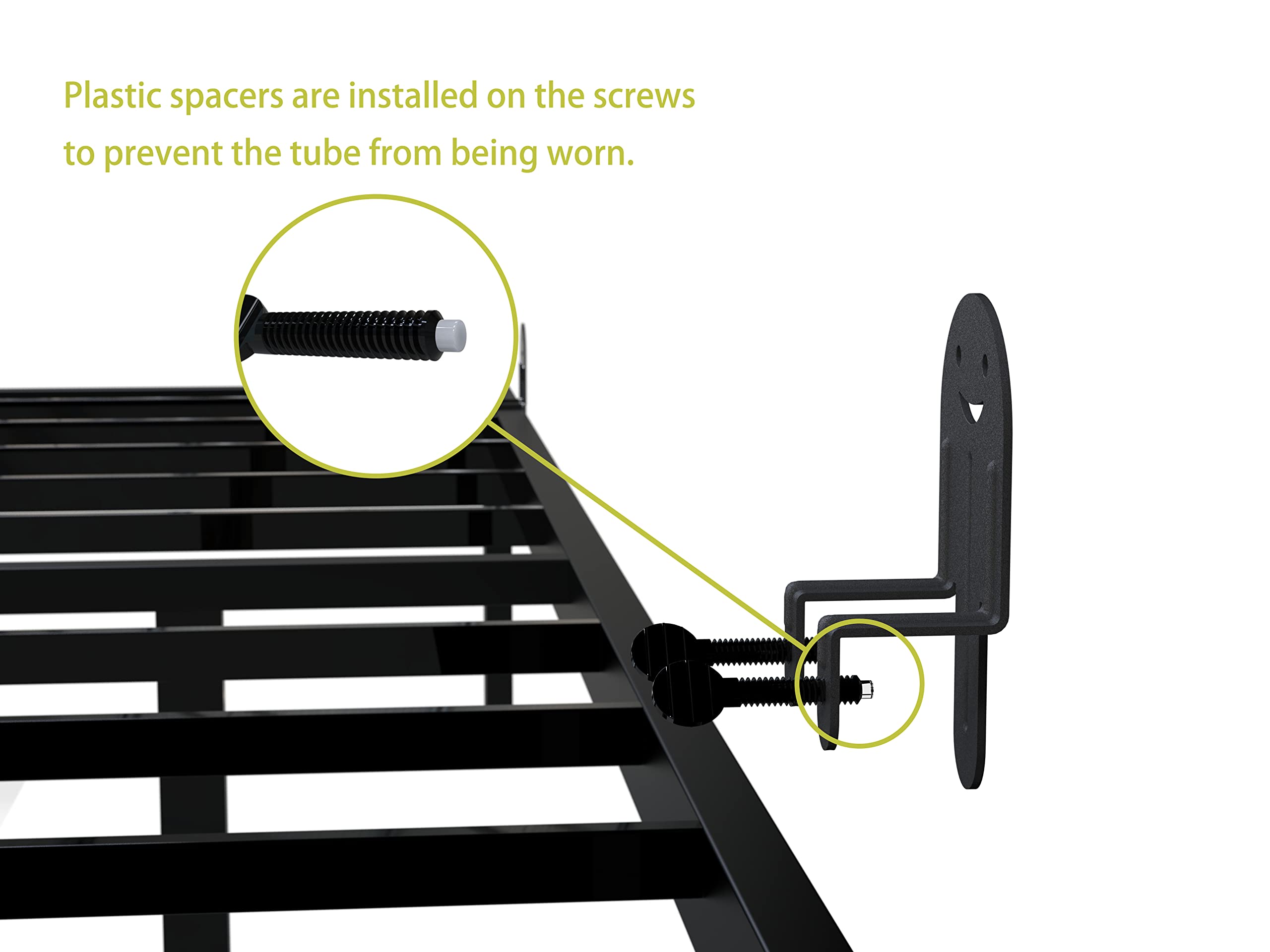 DiaOutro Bed Frame Non Slip Mattress Gaskets, 6 PCS Mattress Retainer Keep Mattress in Place for a Great Sleep, Adjustable Anti-Slip Baffle Fit for Most Metal Bed Frames, Black