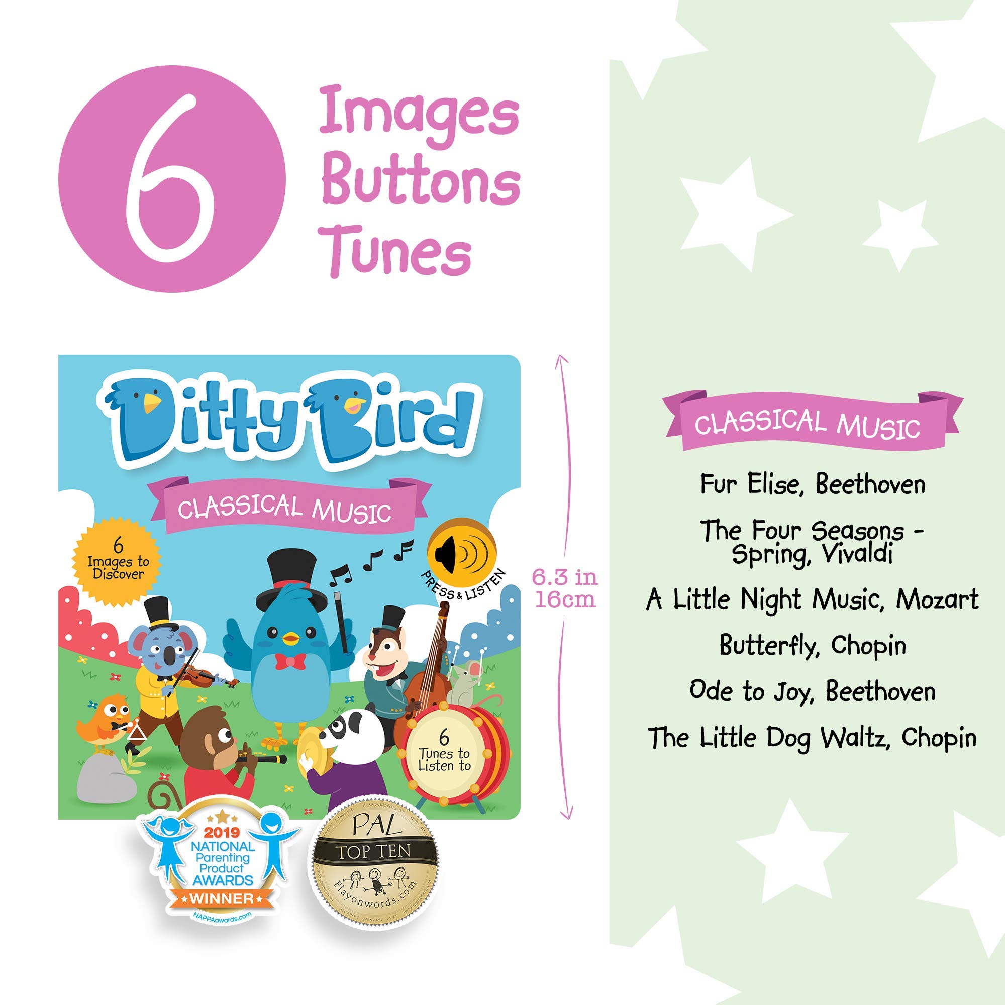 DITTY BIRD Classical Bundle: Classical Melodies & Ballet Combo with Batteries, Great Gift for Toddlers & Kids