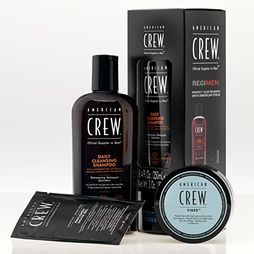 American Crew Fiber Duo, Includes Hair Fiber and Daily Cleansing Men's Shampoo with Shave Gel Sample 2 Count(Pack of 1)