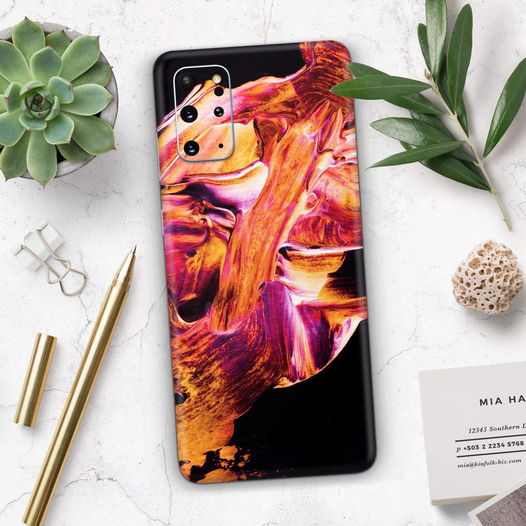 DesignSkinz Liquid Abstract Paint V47 Protective Vinyl Decal Wrap Skin Cover Compatible with The Samsung Galaxy S20 (Screen Trim & Back Glass Skin)