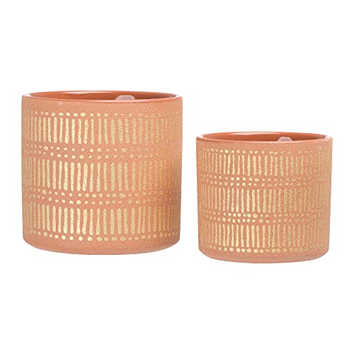 Main + Mesa Stoneware Pots with Gold Pattern, Set of 2