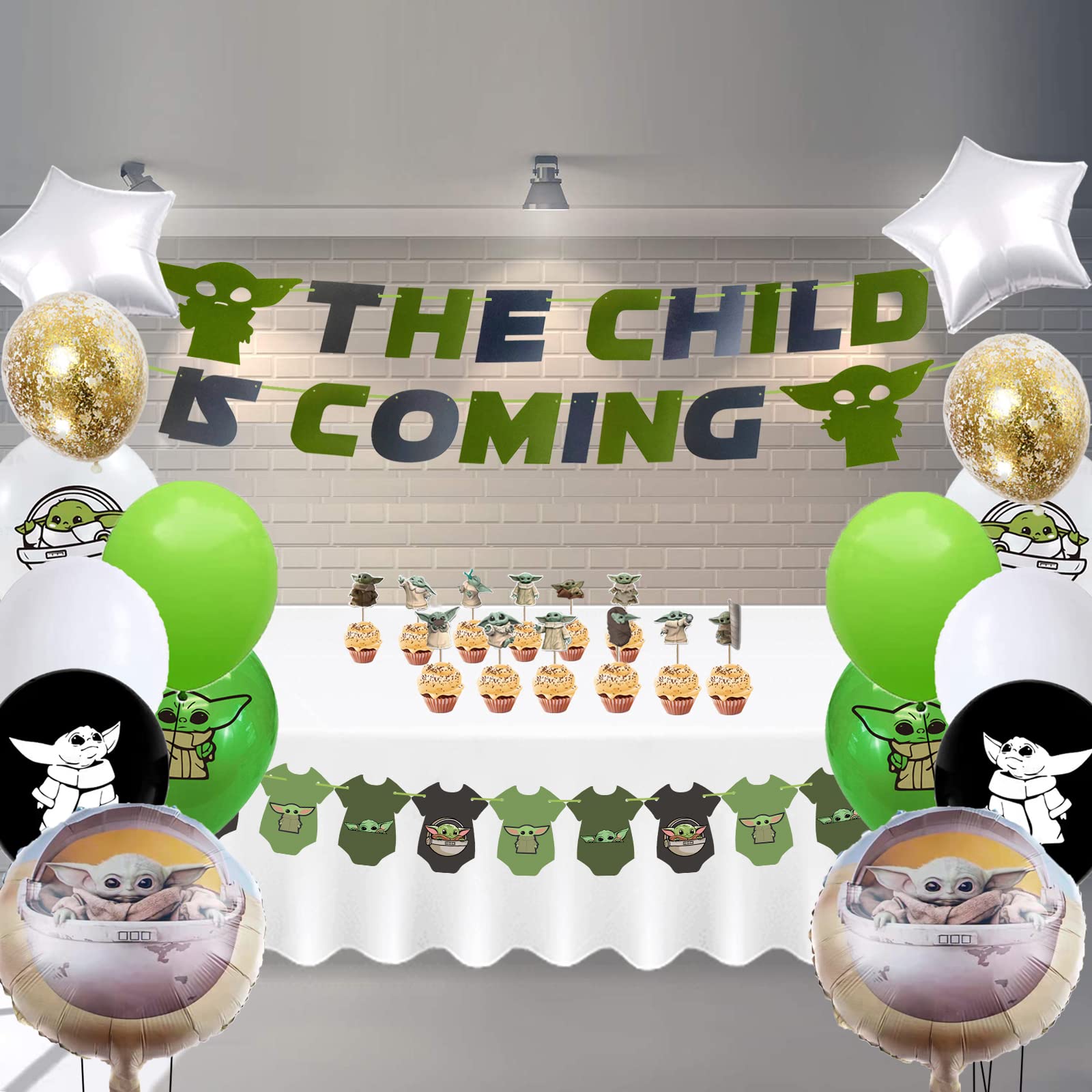 17 Pcs Yoda Baby Shower Decorations Set