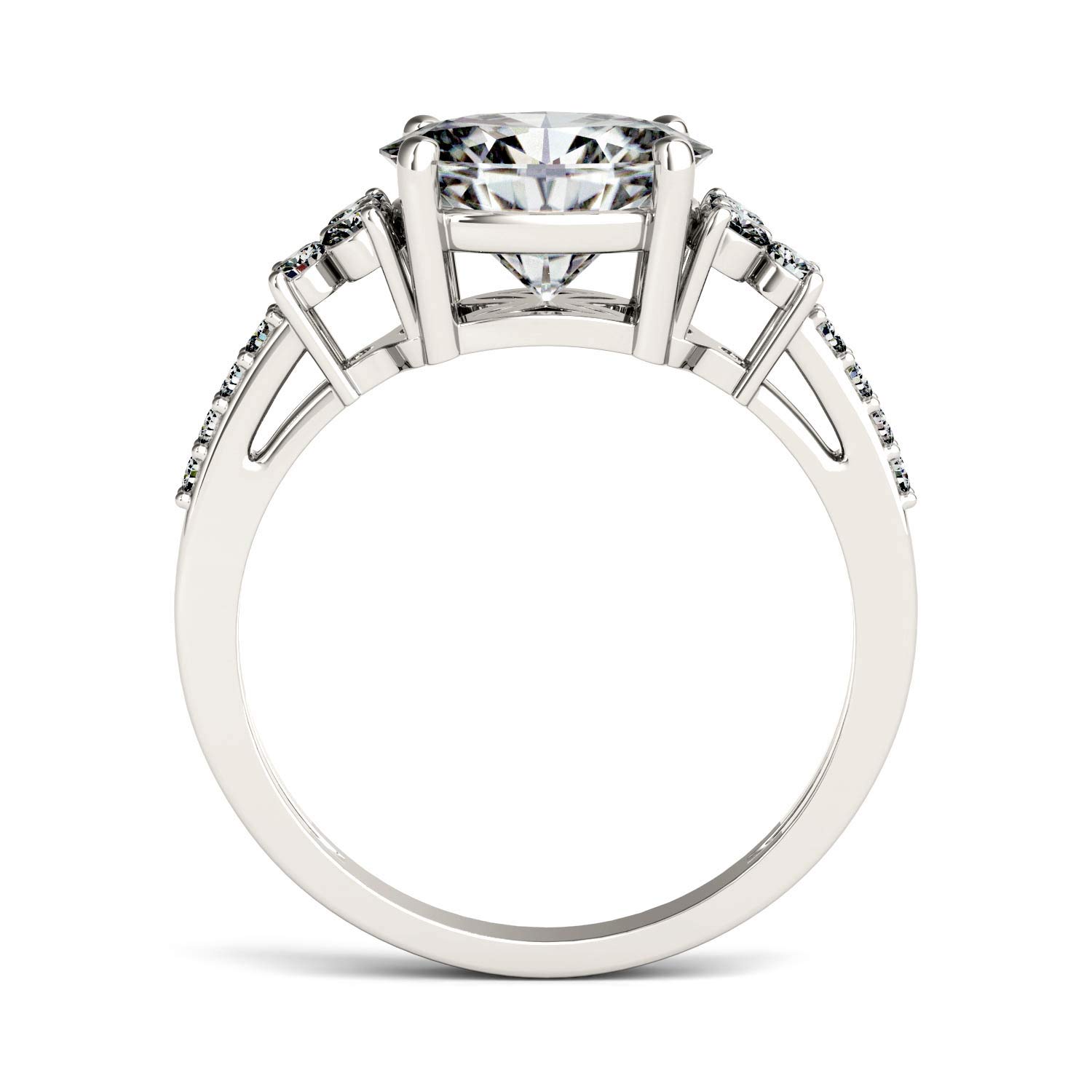 14K White Gold Moissanite by Charles & Colvard 9x7mm Oval Engagement Ring-size 7 2.30cttw DEW