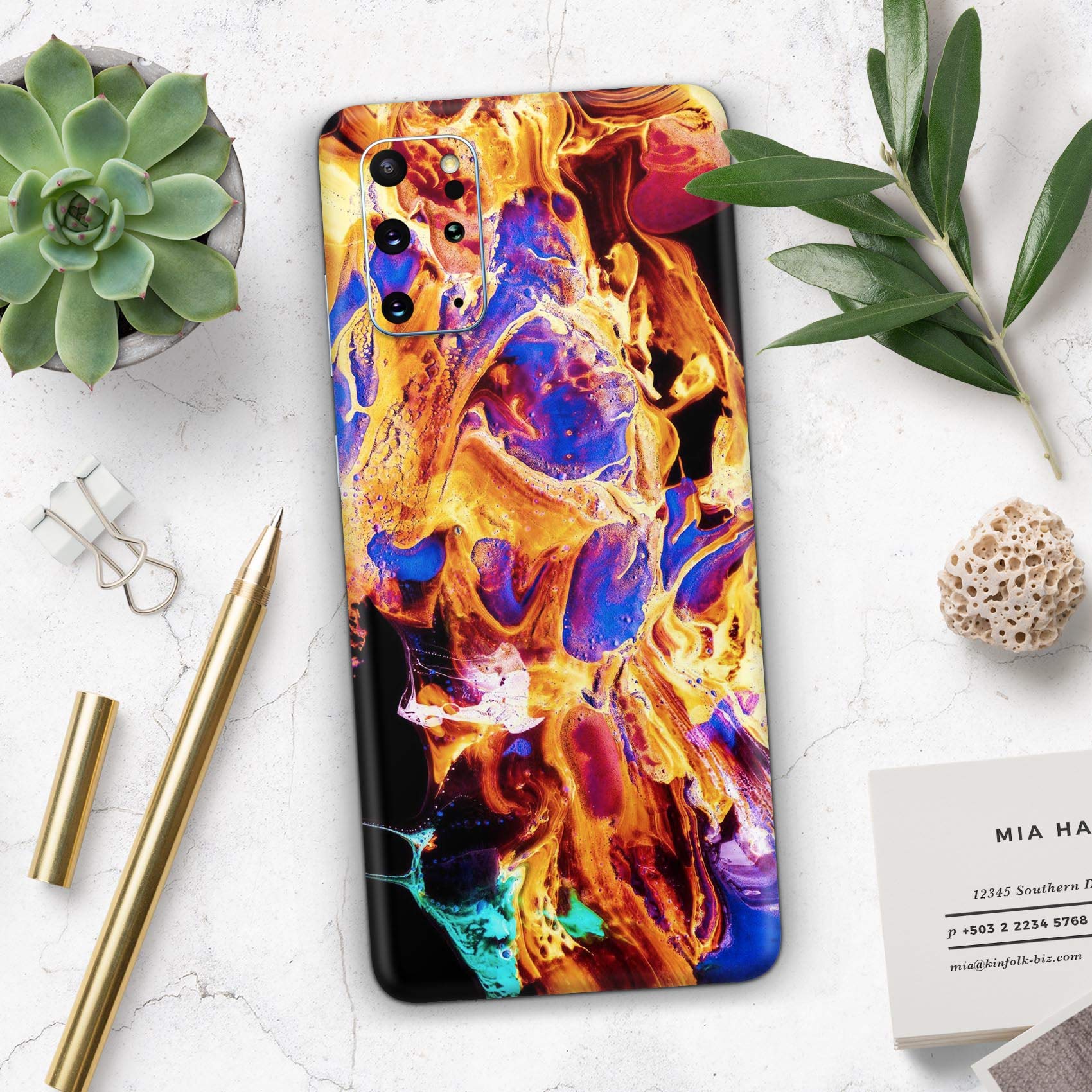 DesignSkinz Liquid Abstract Paint V25 Protective Vinyl Decal Wrap Skin Cover Compatible with The Samsung Galaxy S20 (Screen Trim & Back Glass Skin)