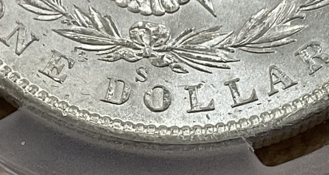 1880 S Morgan silver dollar, blast white VAM 63A, die gouge over A in DOLLAR VAM 11 $1 MS63 PCGS