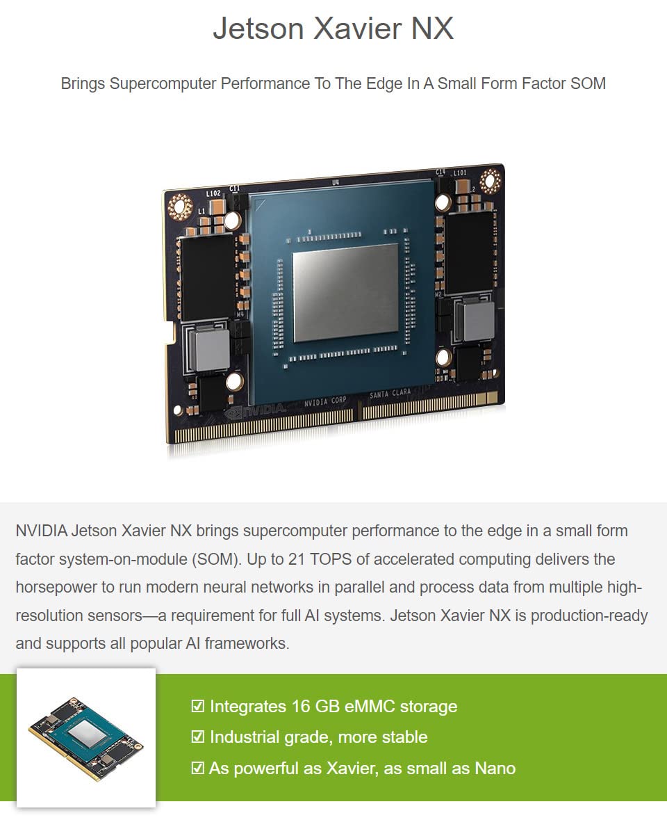 Waveshare Jetson Xavier NX A Small AI Supercomputer for Embedded and Edge Systems with 16GB EMMC Supports All Popular AI Frameworks-16 GB Memory
