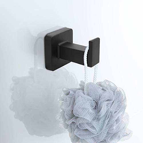 Matte Black Bathroom Hardware Set 4 Pieces,Towel Bar Set Includes 17In Hand Towel Bar, Towel Ring, Robe Towel Hooks,Toilet Paper Holder, Bathroom Towel Rack Set