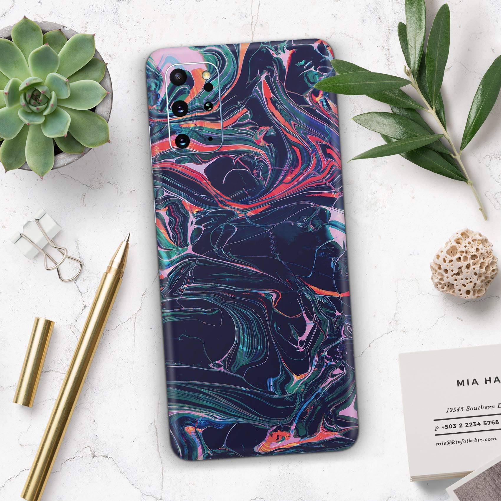 DesignSkinz Liquid Abstract Paint Remix V30 Protective Vinyl Decal Wrap Skin Cover Compatible with The Samsung Galaxy S20 (Screen Trim & Back Glass Skin)