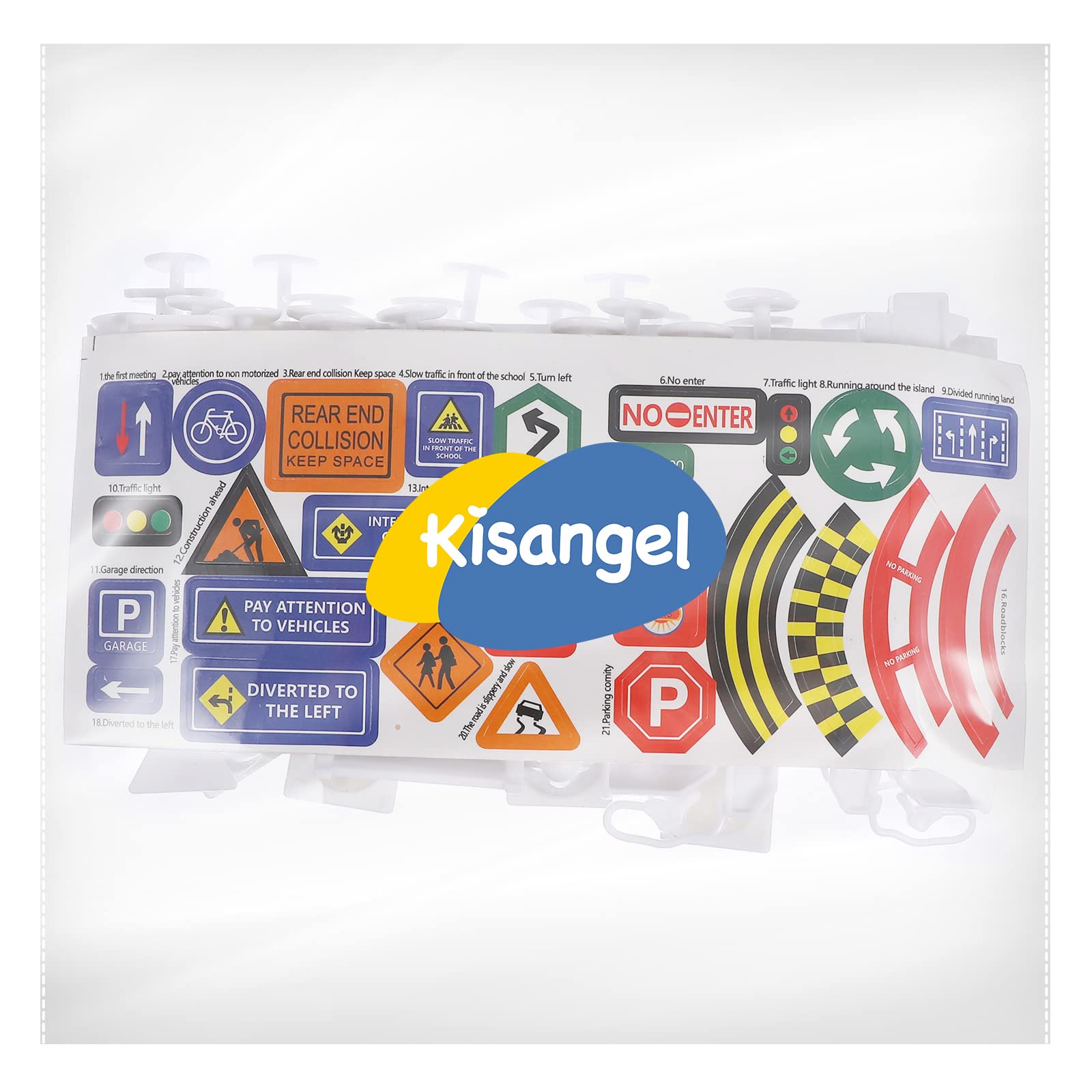 56Pcs Street Road Signs Playset Traffic Signs Playset Mini Electric Traffic Lights Toy Road Signs for Play(Mini Size)