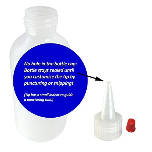 510 Central Yorker Squeeze Bottles (1/2oz, 12 Pack) Boston Round with Red Tip Caps - LDPE Plastic - Made in USA