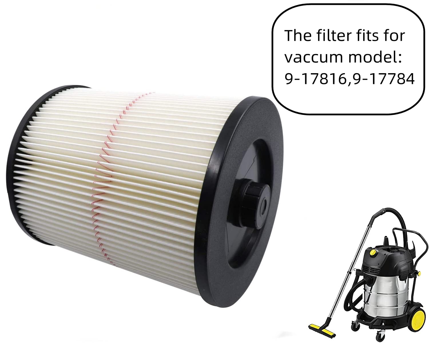 17816 Replacement Filter For Craftsman 9-17816 Wet/Dry Vacuum Cleaner Fit 5 gallon,1 pack