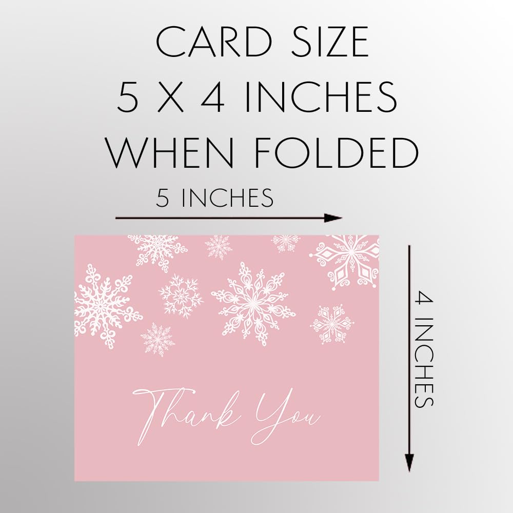 Baby It Is Cold Outside Girl Thank You Cards Winter Snowflake Notes With Envelopes (24 Count)