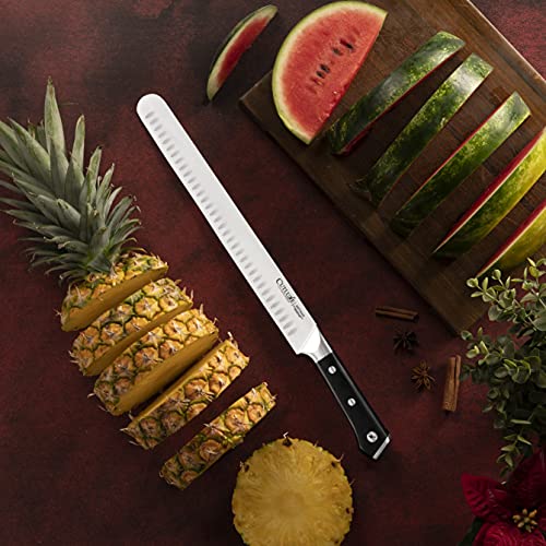Cutluxe Slicing Carving Knife โ 12" Brisket Knife, Meat Cutting and BBQ Knife โ Razor Sharp German Steel โ Full Tang & Ergonomic Handle Design โ Artisan Series