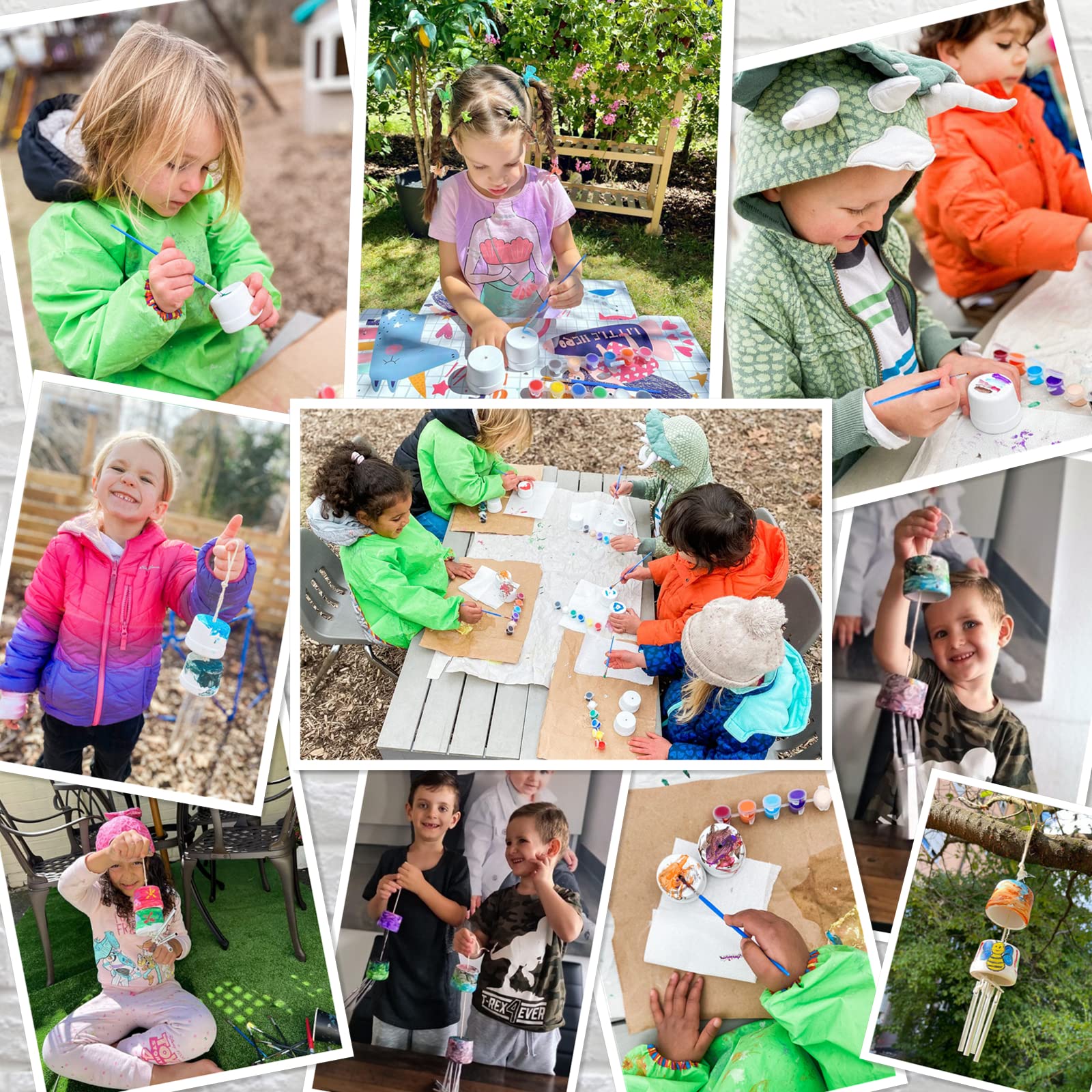 3-Pack Make A Wind Chime Kits - Arts & Crafts Construct & Paint Wind Powered Musical Chime DIY Gift for Kids, Boys & Girls