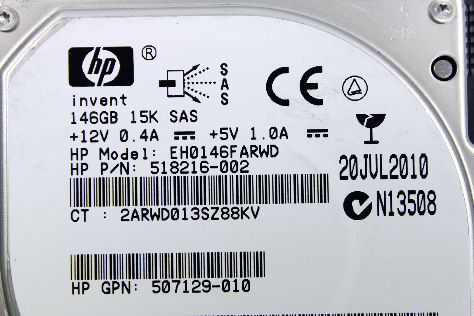 518216-002 HPE 146GB 15K 6G SAS SFF Hard Drive