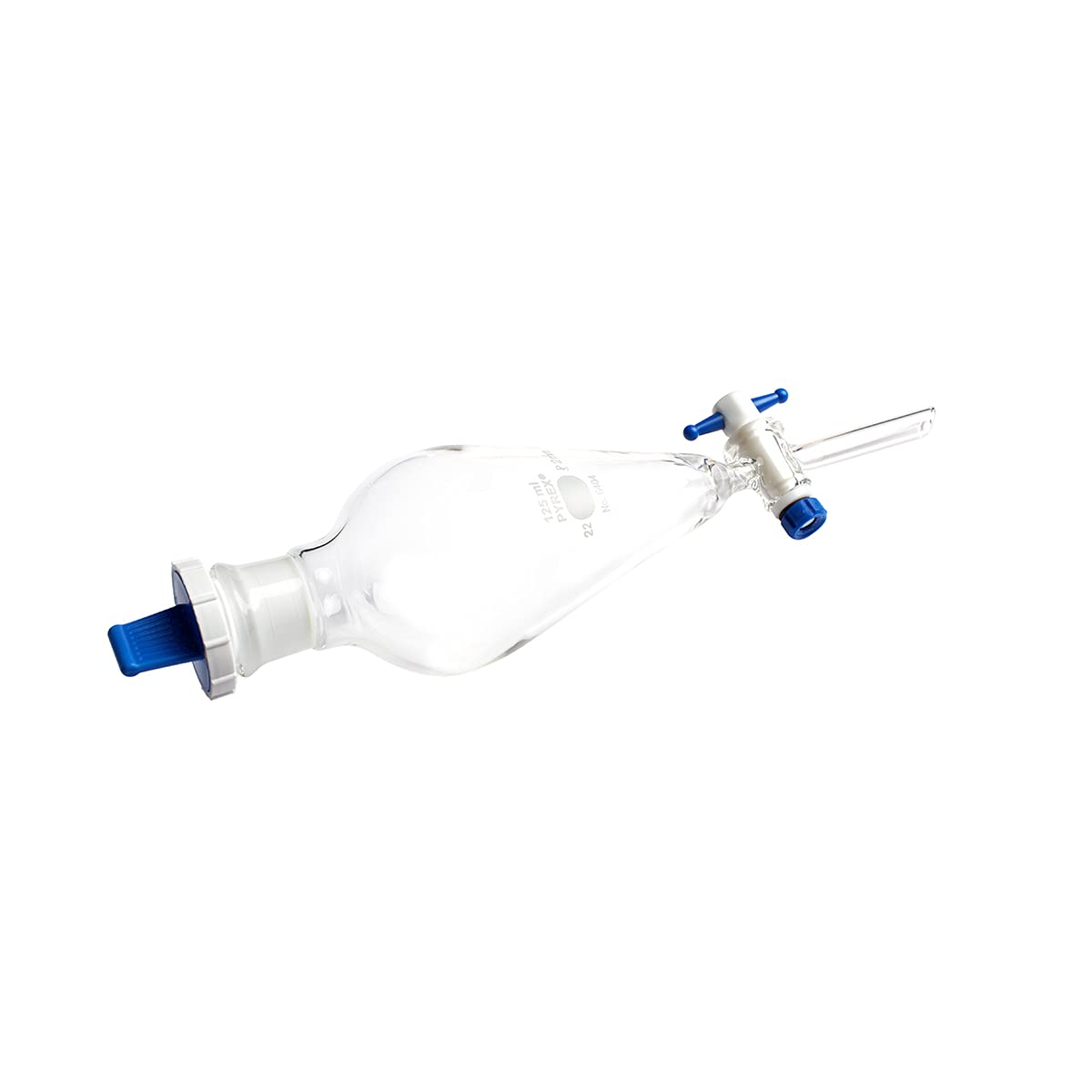 PYREX Pear-Shaped Squibb Separatory Funnel - Borosilicate Glass Funnel with PTFE Product Standard Stopcock & Polyethylene Standard Taper Stopper β Premium Reusable Funnel - PYREX Lab Glassware, 1/Pk