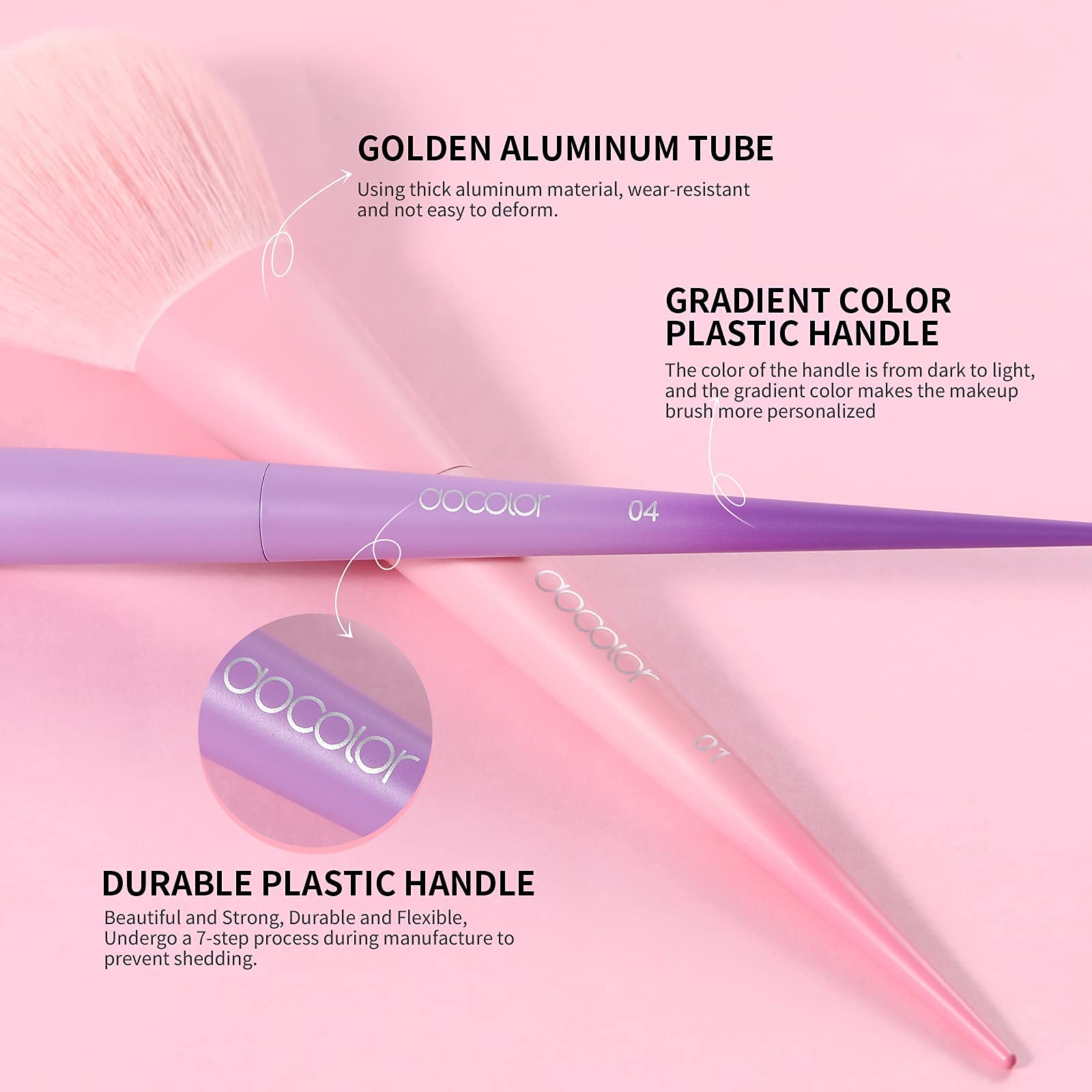 Docolor 17Pcs Colourful Makeup Brush Set + 15Pcs Eye Makeup Brushes Set Premium Kabuki Foundation Blending Face Powder Synthetic Makeup Brushes Set
