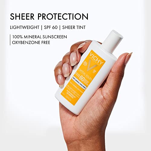 Vichy Capital Soleil Tinted Mineral Sunscreen for Face SPF 60, Titanium Dioxide Face Sunscreen, Travel Size Sunscreen, Water Resistant, Light weight Sun Protection Creams, Gels, & Lotions