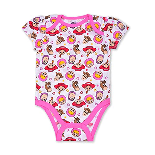 Disney Toy Story Girls’ 5 Pack Short Sleeve Bodysuit for Newborn and Infant – Pink/Blue/White/Grey
