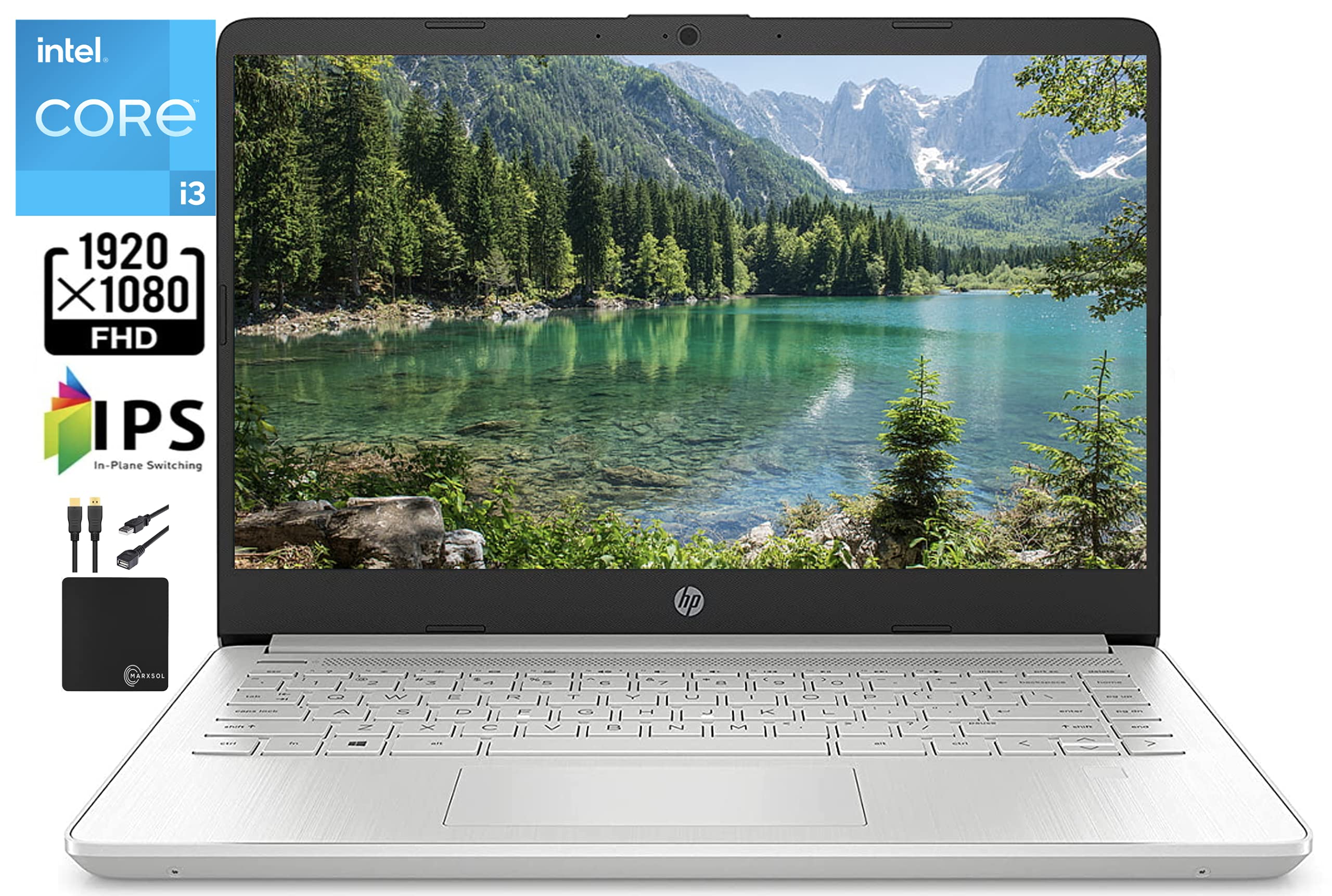 HP 14” FHD IPS Laptop Computer,11th Gen Intel i3-1115G4 (Up to 4.1GHz, Beat i5-1035G4), 16GB RAM, 256GB PCIe SSD, Fingerprint, HD Webcam,WiFi, Bluetooth 4.2, HDMI, Silver, Flagship 14ft