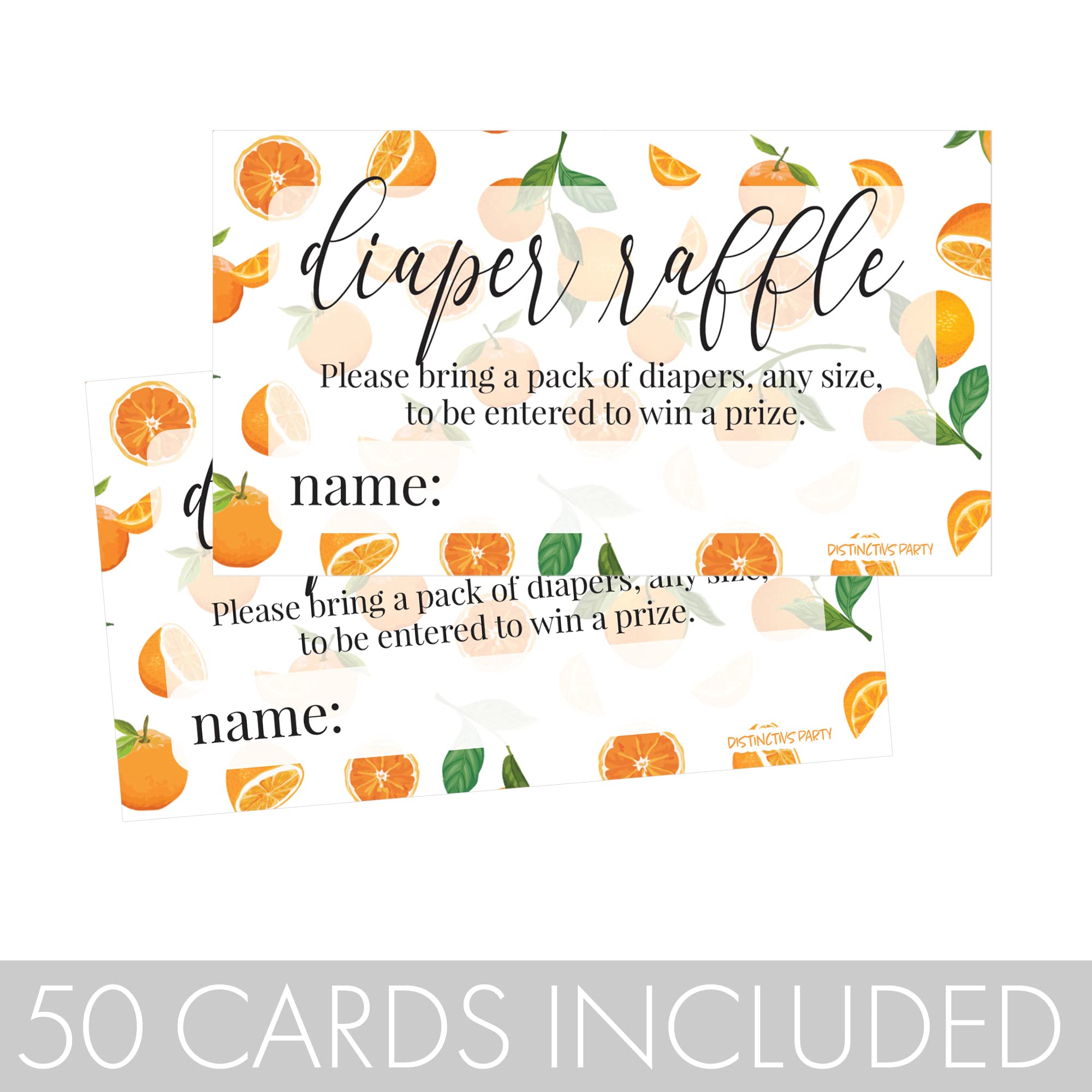 DISTINCTIVS Little Cutie Baby Shower Diaper Raffle - Invitation Inserts - 50 Cards